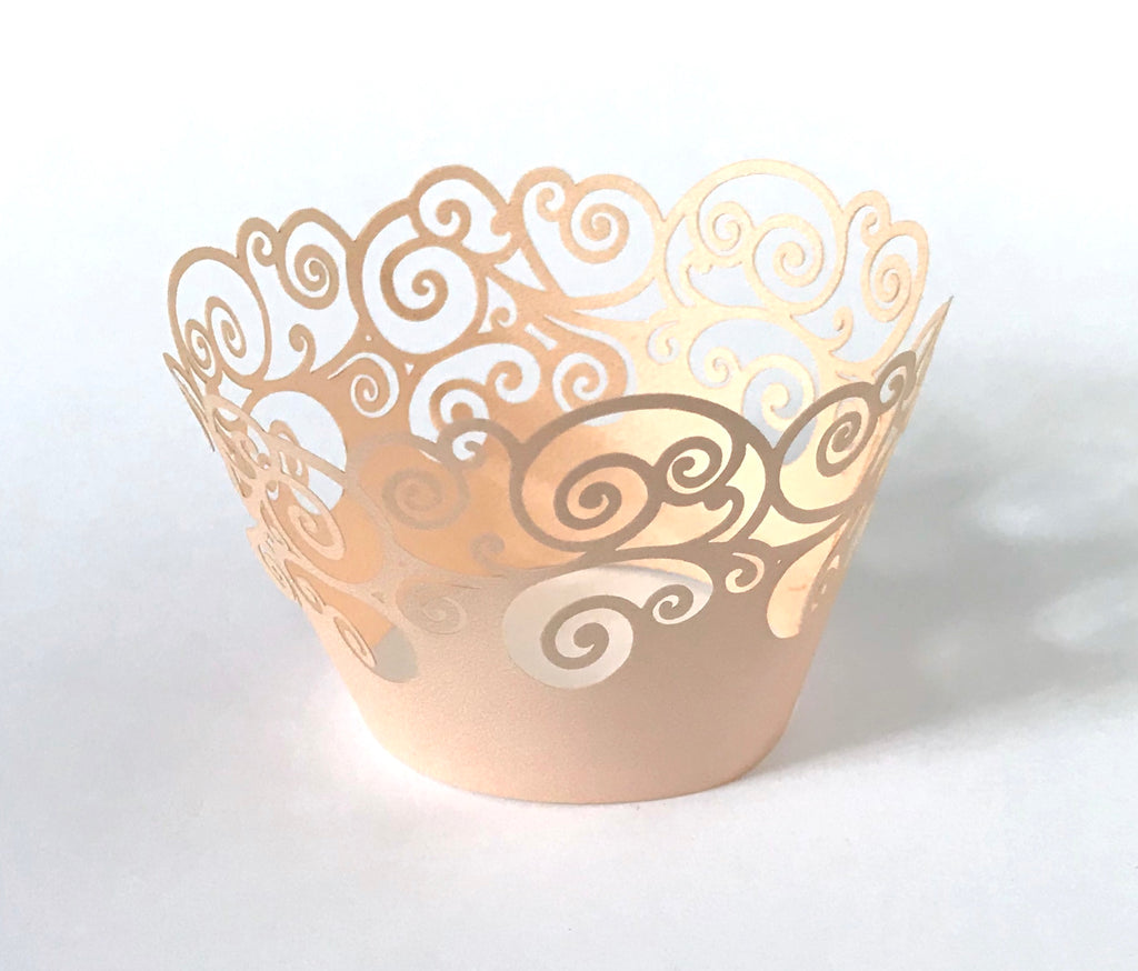 12 pcs Rose Gold Swirl Lace Cupcake Wrappers – Sweet Crafty Tools
