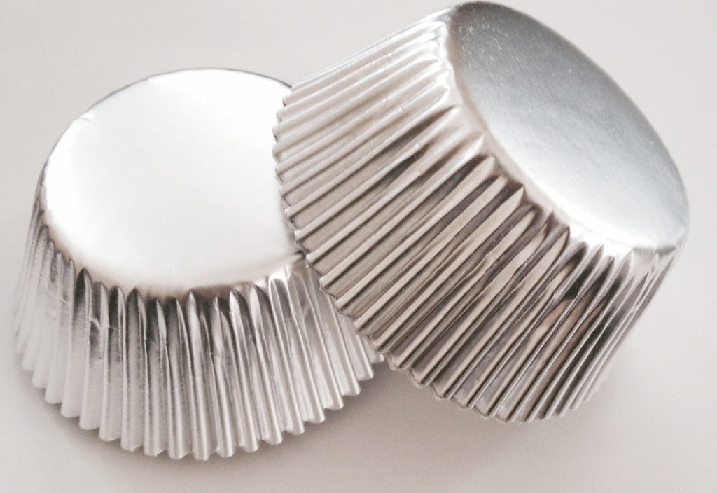 50 pcs Silver Aluminum Foil Cupcake Liners – Sweet Crafty Tools
