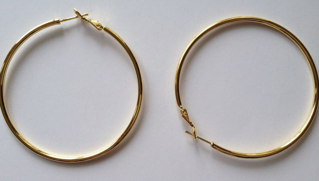2 pcs Gold Plated Earring Hoop Hoops Hooks Wire Backing Jewelry Findin ...