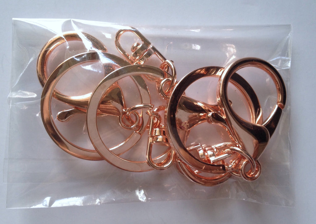 New! 3 pcs rose gold key chain ring chain keychain findings rings Hard ...