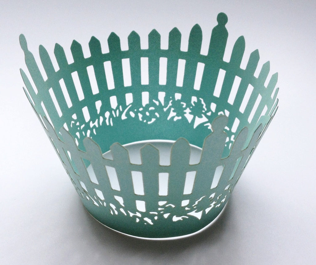 12 pcs Dark Mint Green Picket Fence Cupcake Wrappers – Sweet Crafty Tools