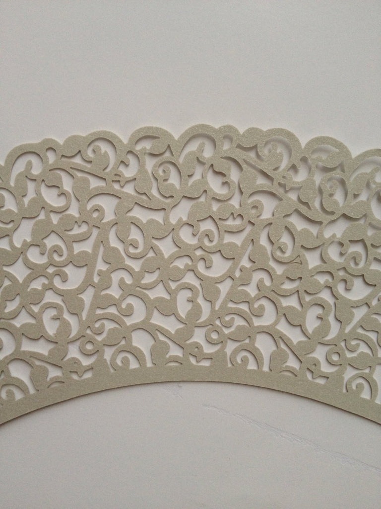 12 pcs MINI (Small) Silver Grey Filigree Lace Cupcake Wrappers – Sweet ...